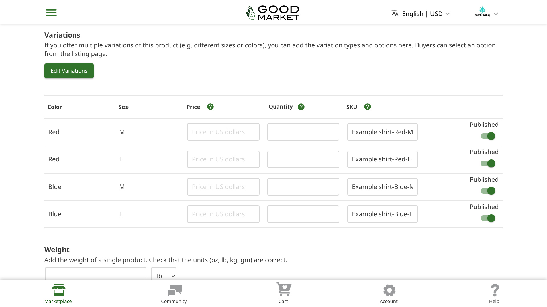Add to Marketplace | Good Market Info